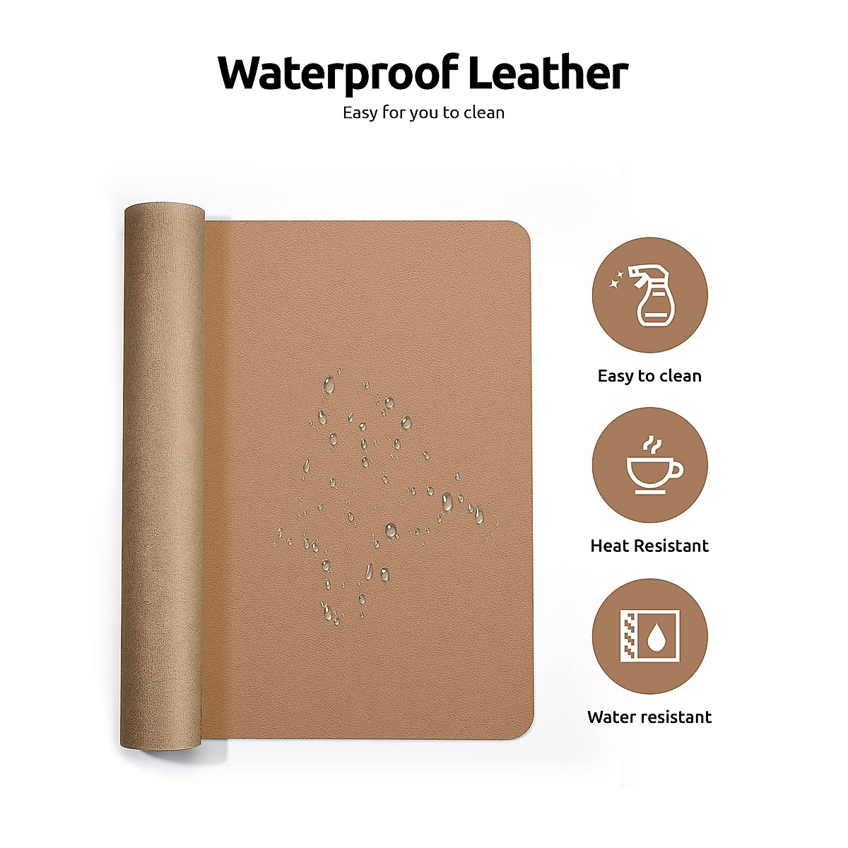 YSAGi Leather Desk Pad Protector, Office Mat, Large Mouse Pad, Non-Slip PU Blotter, Laptop Waterproof Writing for and Home (23.6" x 13.8", Khaki)