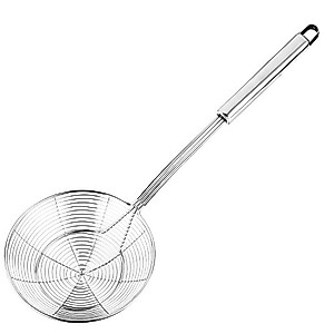 Hiware Solid Stainless Steel Spider Strainer Skimmer Ladle for Cooking and Frying, Kitchen Utensils Wire Strainer Pasta Strainer Spoon, 5.4 Inch