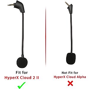 Replacement Game Mic 3.5mm to Microphone Boom Compatible with Kingston HyperX Cloud 2 II Cloud Core Cloud Pro CloudX PS4 Xbox One Nintendo Switch Computer PC Gaming Headsets