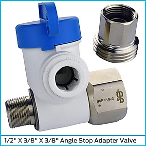 John Guest Speedfit 1/2 x 3/8 x 3/8 Inch Angle Stop Adapter Valve, Push to Connect Plastic Plumbing Fitting, ASVPP6LF-US