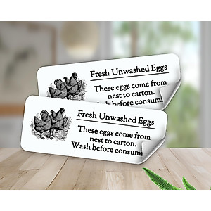 60 unwashed egg carton labels for chicken egg safety, and handling. Fresh Unwashed Eggs stickers for your fresh egg cartons. Perfect for the small business egg merchant.