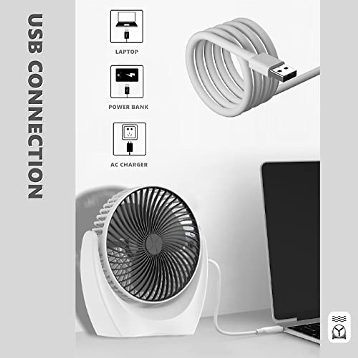 Chchmu USB Desk Fan Mini Desktop Table Fans 2 Speeds Personal Quiet Fan with Strong Airflow Portable Cooling Fan with Head Adjustable for Home Bedroom Office Table & Desktop, Gold