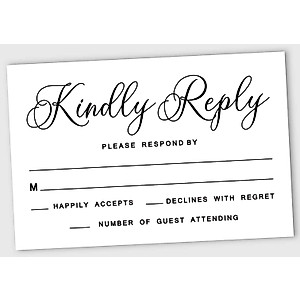 Inkdotpot 50 Blank RSVP Cards With White Envelopes-White Style Response Card-RSVP For Wedding-Rehearsal Dinner-Baby Shower-Bridal Shower-Engagement Party Invitations