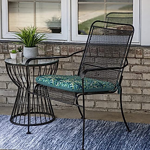 Contemporary Teal Waves Replacement Cushion 19 x 18 x 2.5 in (Set of 2 Shipped in Re-sealable Vacuum Storage Bag) for Outdoor Patio Furniture