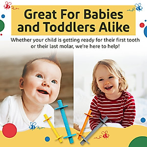 Lull Kids Hollow Teething Tubes - Baby Teething Toys for Babies 0-6 Months, Teething Toys for Babies 6-12 Months - Baby Teether, Teething Straws, Teething Sticks (Blue/Orange)