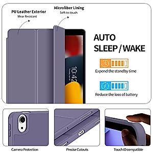 KenKe iPad Air 5th Generation Case 2022 / iPad Air 4th Generation Case 2020 with Pencil Holder, Auto Sleep/Wake, Slim Trifold Stand Case with Soft TPU Back Cover for iPad Air 10.9 inch, (Purple)