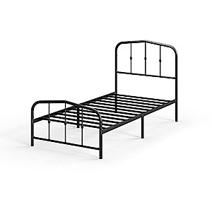 Zinus Heidi Metal Platform Bed Frame/Steel Mattress Foundation/Bed Frame with Headboard and Footboard/No Box Spring Needed/Easy Assembly, Black, Twin