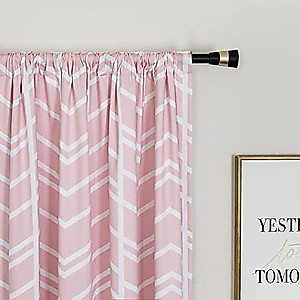 Merryfeel Polycotton Printed Blackout Window Curtains 84 Inch Long 2 Panels, Rod Pocket and Back Tab Drapes for Living Room Bedroom Kids Room - Thermal Insulated Room Darkening (42" W X 84" L) – Pink