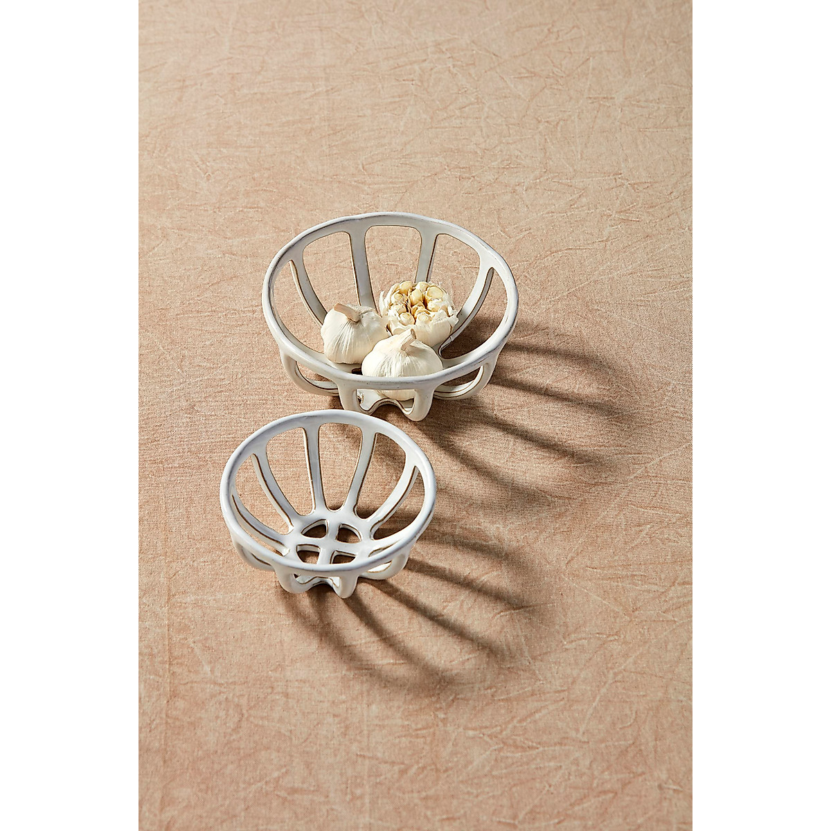 Mud Pie Ceramic Fruit Basket Set, White