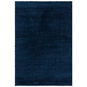 SAFAVIEH August Shag Collection 8' x 10' Navy AUG553M Solid Non-Shedding Living Room Bedroom Dining Room Entryway Plush 1.25-inch Thick Area Rug