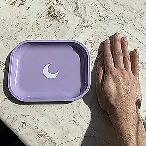 Metal Tray Small Purple Lightweight Tray - Curved Edges and Smooth Surface - 5.5 x 7 inch - Travel