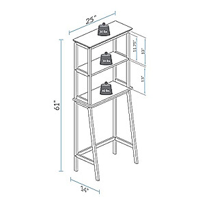 Casual Home Spacesaver 100% Solid Wood Over The Toilet Rack with Shelves - White