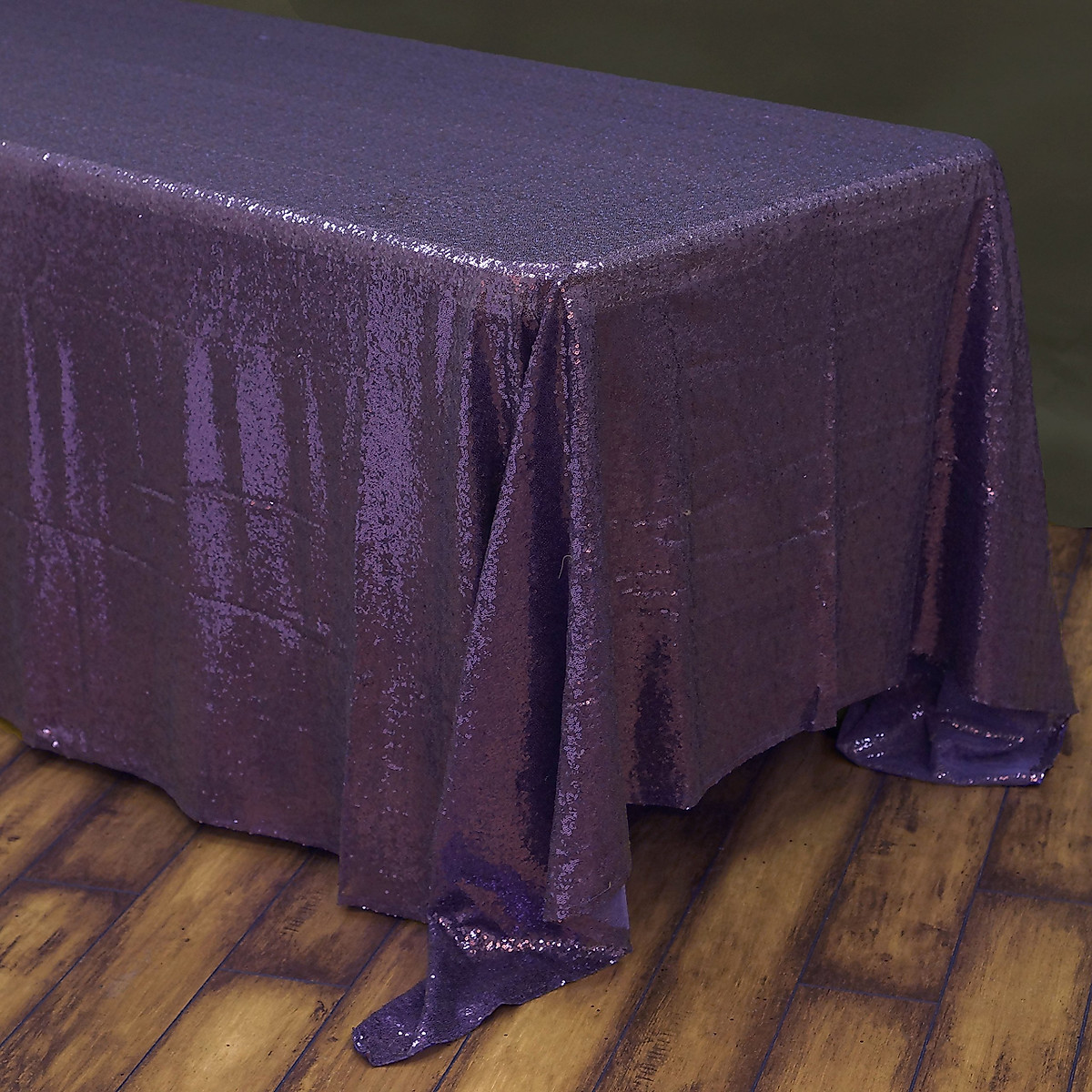 Tableclothsfactory Luxury Collection Duchess Sequin Rectangle Tablecloth 90 x 156 - Purple