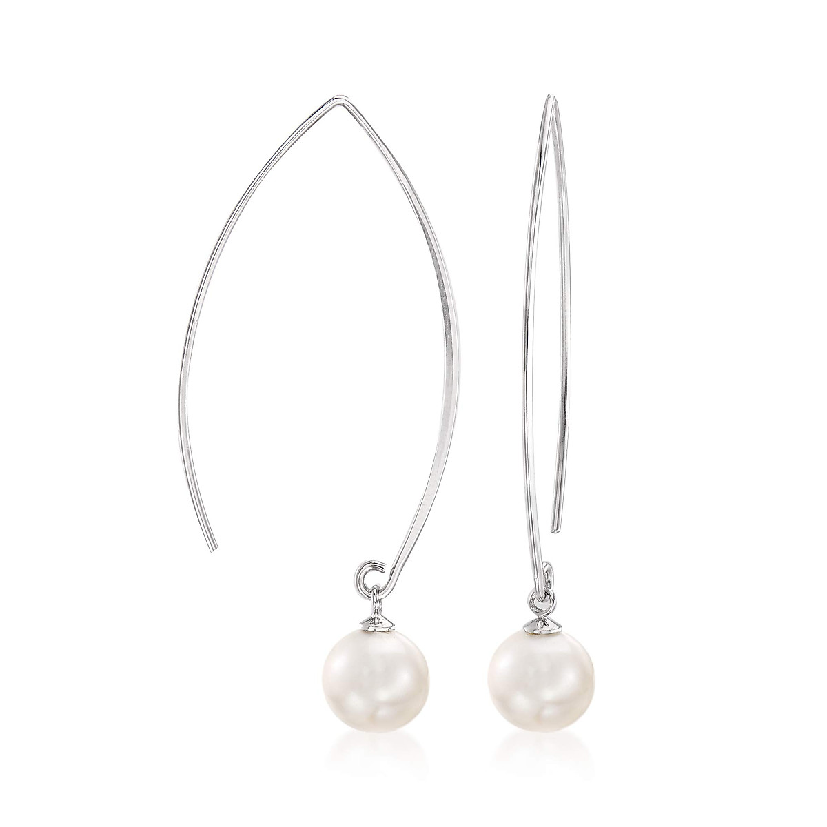 Ross-Simons 8-8.5mm Cultured Pearl Threader Drop Earrings