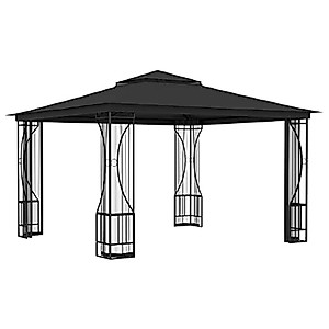 CHARMMA Aluminum Gazebo, Galvanized Steel Roof Metal Gazebo with Aluminum Frame, Patio Gazebo with Curtains and Netting for Patios, Gardens, Lawns 9.8'x9.8'x8.7' Anthracite