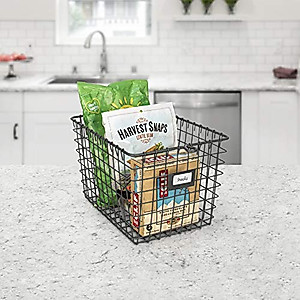 Spectrum Wire Small Basket with Label Plate (Industrial Gray) - Storage Bin & Décor for Bathroom, Closet, Pantry, Under Sink, Toy, Shelf, Kitchen, & Nursery Organization