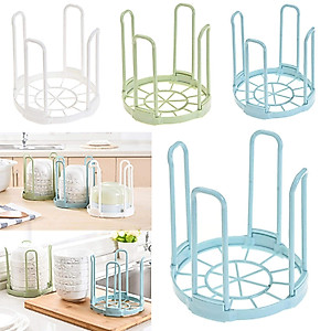 LUOY Dinnerware Bowl Plate Holder Plastic Drain Rack Dish Storage Display Stand Drying Shelf Tableware Drainer Rack Kitchen Organizer White