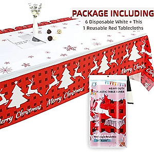 FTASDRAXS 6 Paper Tablecloths for Rectangle Tables - 54" x 108" Disposable White Table Covers, 3-Ply Paper & Plastic Waterproof