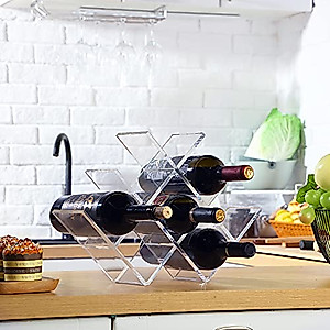 Jetec 8-Bottle Clear Acrylic Wine Rack Butterfly Elegant Acrylic Wine Rack for Home Kitchen Restaurant, Storing 8 Bottles Wines
