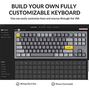 Keychron Q3 Wired Custom Mechanical Keyboard Knob Version, TKL Tenkeyless QMK/VIA Programmable Macro with Hot-swappable Gateron G Pro Red Switch Double Gasket Compatible with Mac Windows Linux (Grey)