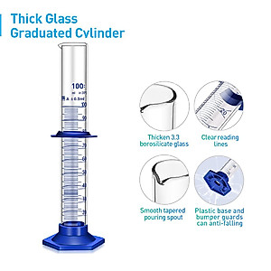 5PCS Graduated Cylinder Measuring Cylinder Thick Glass Lab Cylinders (100ML)