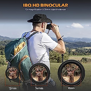 IBQ Binoculars For Adults HD,12x30 Binoculars with Upgraded Phone Adapter, Compact Binocular with Low Light Night Vision,Small Binoculars For Kids,Waterproof Binoculars For Bird Watching,Outdoor Sport