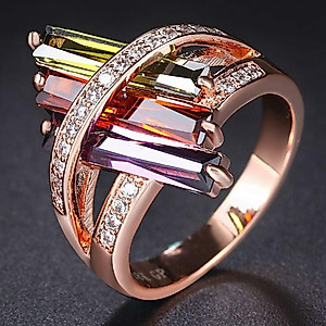Jude Jewelers Rose Gold Plated Austrian Crystal Chunky Style Cocktail Party Statement Ring (Rose Gold, 8)