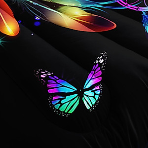 CVHOUSE Butterfly Comforter Twin Set,Butterfly Twin Bedding Set for Kids Teens,Butterflies Quilt Set 3Pcs Butterfly Bed Set Butterfly Duvet Set Room Decor All Season