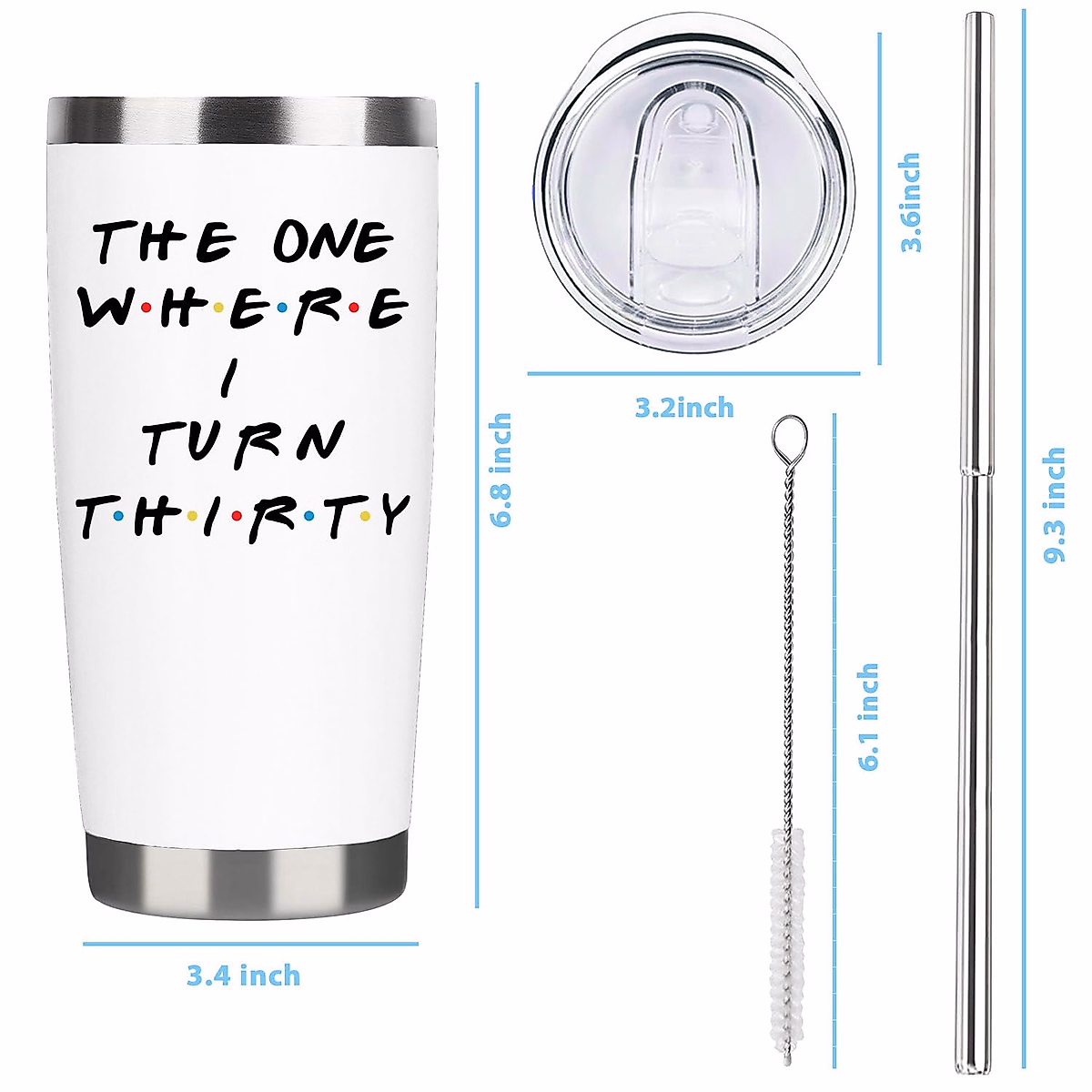 30th Birthday Gifts For Her 30th Birthday Gifts For Women 20oz Travel Tumbler Happy 30 Year Old Bday Presents For 1994 Born Woman Female Friend Sister White Turn Thirty Wine Cup With