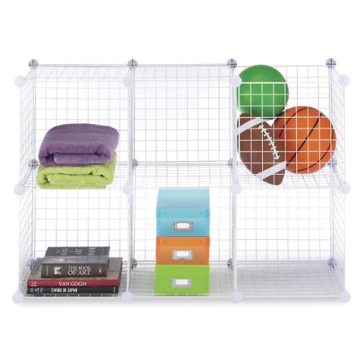 Whitmor Storage Cubes - Stackable Interlocking Wire Shelves - White (Set of 6)