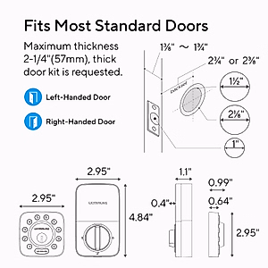 ULTRALOQ U-Bolt Bluetooth Enabled Keypad Smart 5-in-1 Keyless Entry | Smartphone App for iOS and Android | Anti-peep Code | Auto Unlock & Auto Lock | Match Home Aesthetics, Satin Nickel