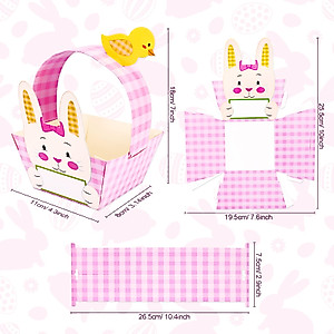 Qpout 12Pack Easter Baskets with Handle Bunny Paper Gifts Box with Bunny Chick Decoration Candy Container Suitable for Easter Egg Hunting Children Easter Crafts School Classroom Activities Home Decors