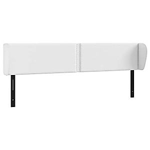 vidaXL Bed Frame, Double Platform Bed with Mattress, Bed Frame Mattress Foundation with Headboard for Bedroom, White California King Faux Leather