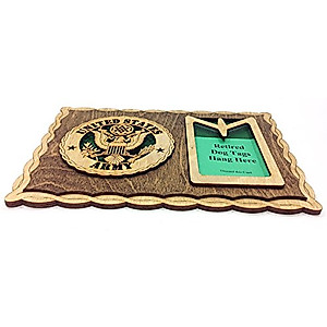 Armed Forces Army Custom Laser Crafted Three Dimensional Wooden Dog Tag Holder Plaque