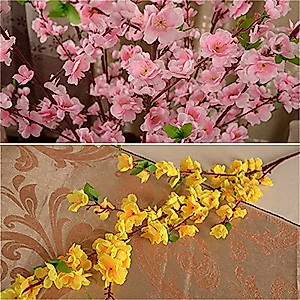 Londegeri 5 Yellow Pink Peach Blossom Artificial Flowers Fake Flower Simulation Flower Table Decoration Accessories Party Beach Theme Decorations Home Hotel Office Wedding Party Garden Decor
