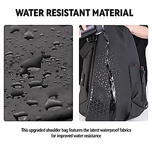 SUNMOP Anti-Theft Waterproof Crossbody Sling Bag for Men Women,Small One Shoulder Bag,Chest Bag Sling Backpack with USB Charger for Hiking Walking Travel Cycling,Black
