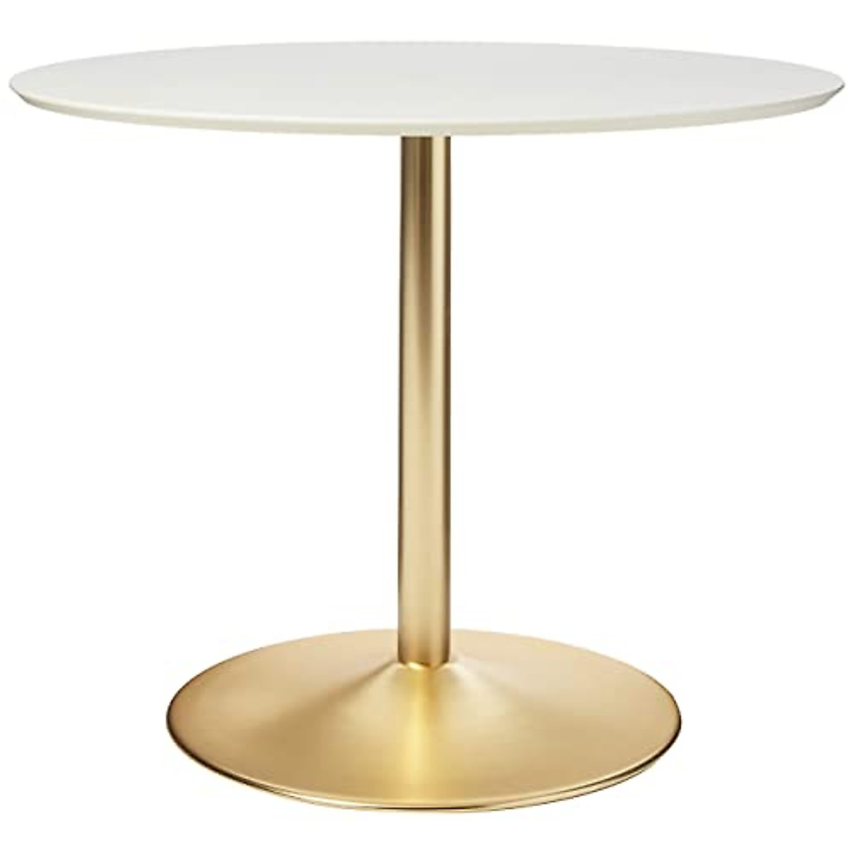 Target Marketing Systems Pisa Round Dining Table with Chrome Plated Base, Modern Retro Kitchen Furniture for Small Spaces, Condos and Apartments, 35.4", Golden