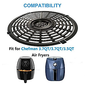 BeranWung 3.7QT Round Air Fryer Grill Plate for PowerXL/Chefman/Gowise/Crux Air Fryers, Upgraded Nonstick Air Fryer Grill Pan, Crisper Tray Rack Grate for Chefman 3.6QT/3.5QT Air Fryers