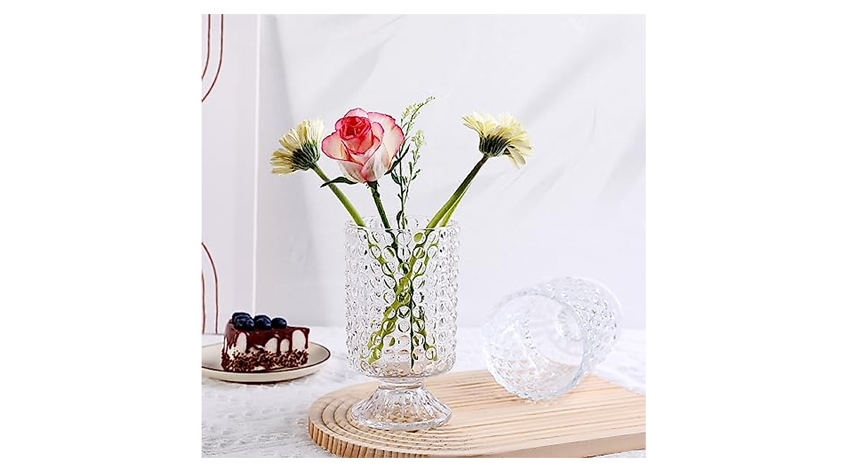 Elegant Vintage Embossed Glass Vase | DECORSWITH