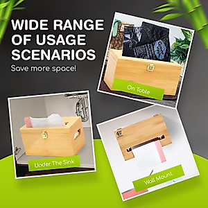 Khamis Wall-Mounted Trash Bag Dispenser Roll Holder - Bamboo Under Sink Garbage Bag Holder for Home & Kitchen - Trash bang Organizer for Waste Management - Kitchen Storage Box Holder for Plastic Bag