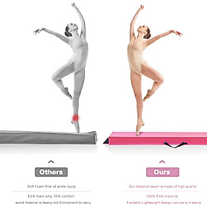 FBSPORT 8ft Balance Beam: Folding Floor Gymnastics Equipment PU Leather for Kids Adults,Non Slip Rubber Base, Gymnastics Beam for Training, Practice,Professional Home Training