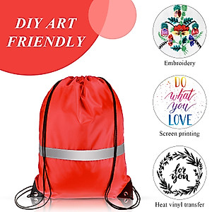30 Pieces Reflective Drawstring Backpack Bags Sports Gym Cinch Bags Cinch Sack Tote Bags for School Yoga Sport Traveling (Red)