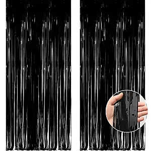 OHOME New Years Decorations 2025 New Years Eve Party Supplies Pack of 2 | Black Streamers for Black Birthday Decorations