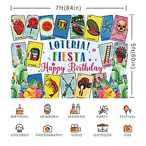 Rsuuinu Loteria Card Backdrop Mexican Fiesta Party Birthday Theme Mexico Loteria Cards Photography Background Fiesta Birthday Party Decorations Banner Newborn Adult Portrait Photo Booth Props 7x5ft
