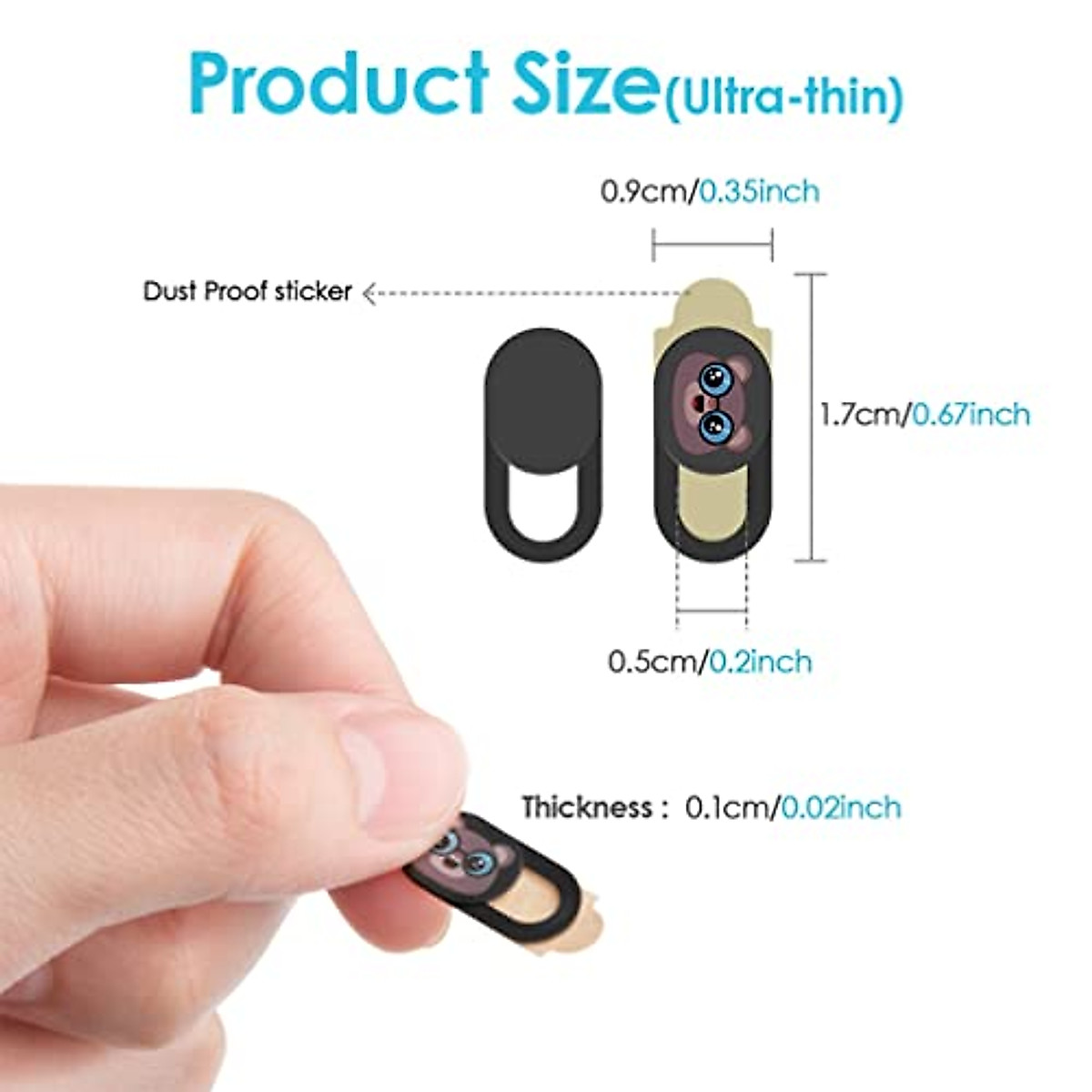 Cartoon Bear Camera Cover Slide: 3PCS Cute Animal Pattern Webcam Protection Cover Slide Phone Camera Blocker Ultra Thin Cover Slide for Laptop Tablet Mobile Phone