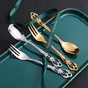 IKXO 35 Piece Silverware Set ，Stainless Steel Silverware Set, Modern Sleek Flatware Set, Include Knife Fork Spoon Long Teaspoon Salad Fork Mirror-Polished Dishwasher Safe Cutlery