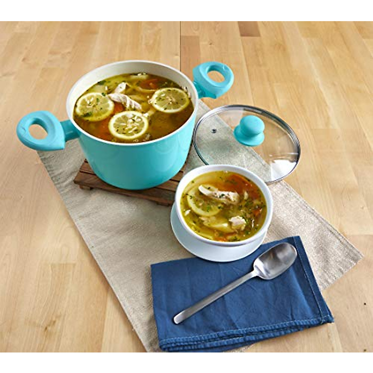 IMUSA USA IMU-30055 Stock Pot, 6.5Qt, Teal