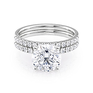 Beverly Hills Jewelers 2 Carat Moissanite Engagement Ring with 1/3 Carat Round Natural Diamond in 14K White Gold (G-H/VS, G-H/SI, cttw, DEW) for Women Size 6.5