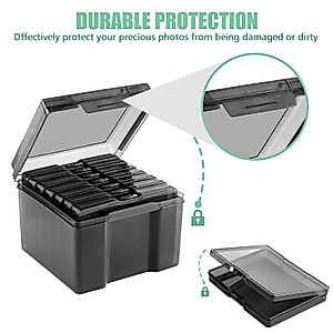 IDekooror Photo Storage Box 5" x 7",7 Inner Photo Case Photo Keeper Acid-Free Photo Boxes Storage, Seed Organizer Craft Storage Box for Cards Pictures Stamps Office Supplies (Black)