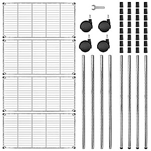 4-Tier Heavy Duty Storage Shelving Unit 1000Lb Capacity,Chrome,35.43" D x 17.72" W x 61.02" H inch